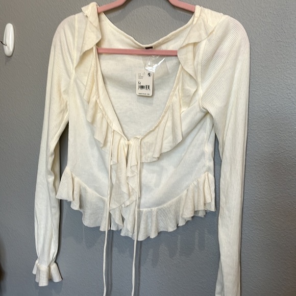Free People | Sweaters | Nwt Free People Ruffle Creme Cardigan | Poshmark